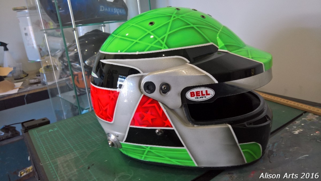 Custom painted Bell racing helmet - ALISON ARTS