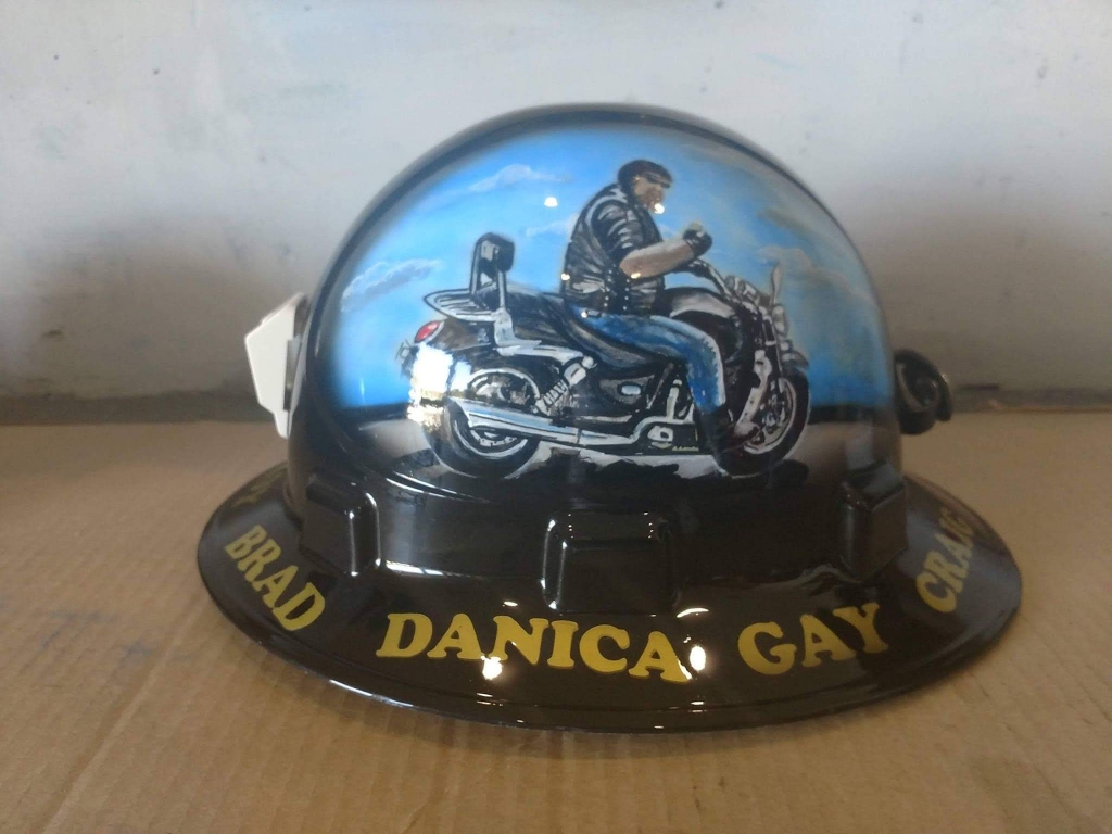 Custom painted full brimmed hard hat - ALISON ARTS